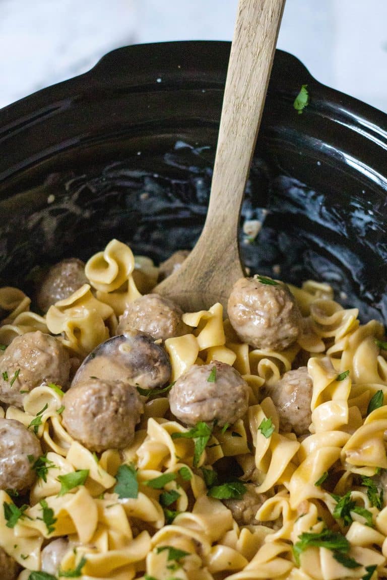 Crockpot Meatball Stroganoff - Balancing Motherhood