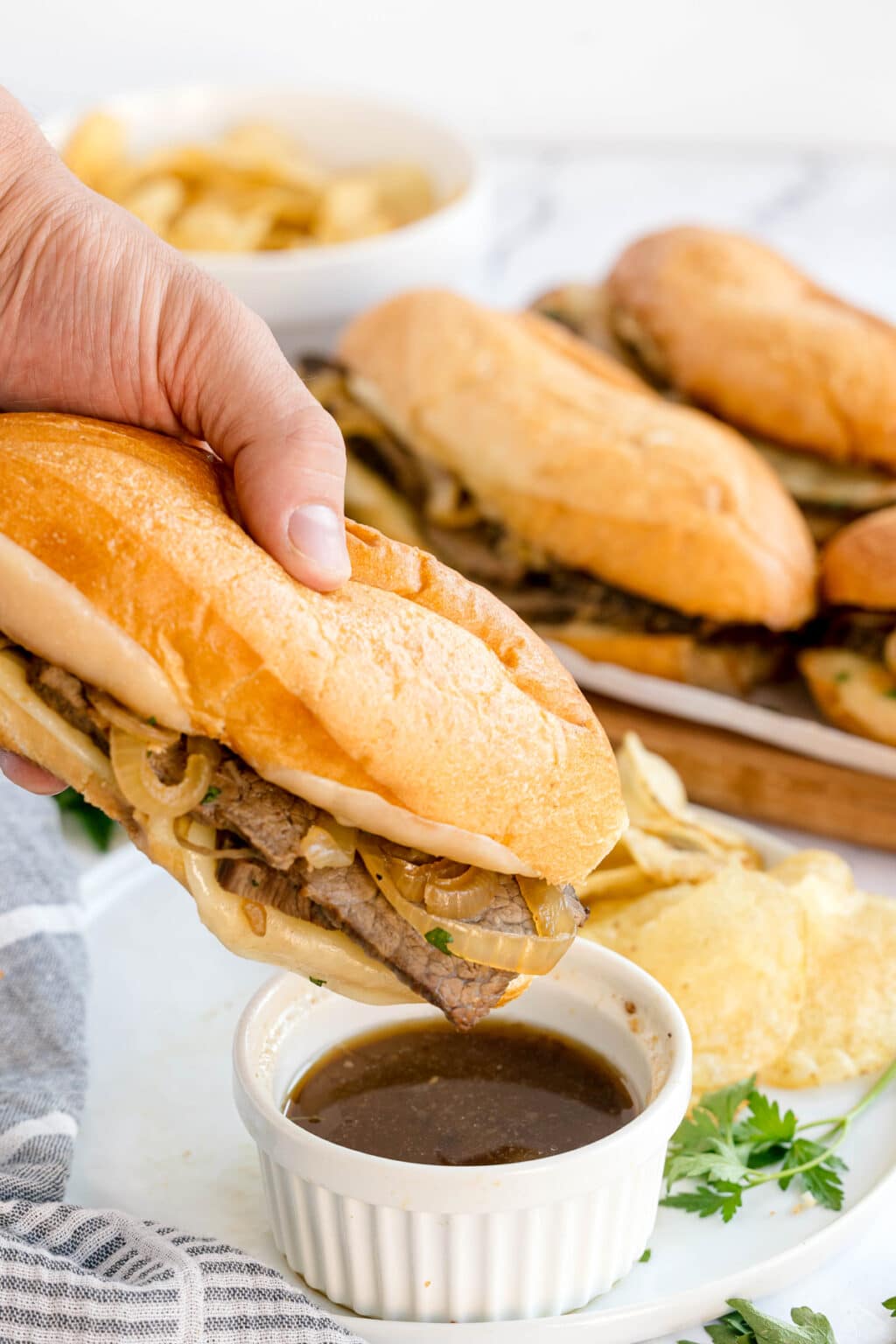 Slow Cooker French Dip Sandwiches (Easy Crockpot Recipe)